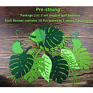 PIXHOTUL 4 Pack Tropical Leaf Banner Hawaii Luau Party Leaves Garland Summer Beach Theme Wedding Birthday Party Decor
