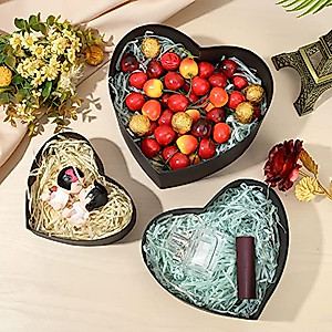 BENECREAT 3 Set Heart Shape Present Boxes, Black Decorative Gifting Box, Nesting Stacking Gift Packaging Box for Souvenirs, Wedding, Candy Cookies Choclates