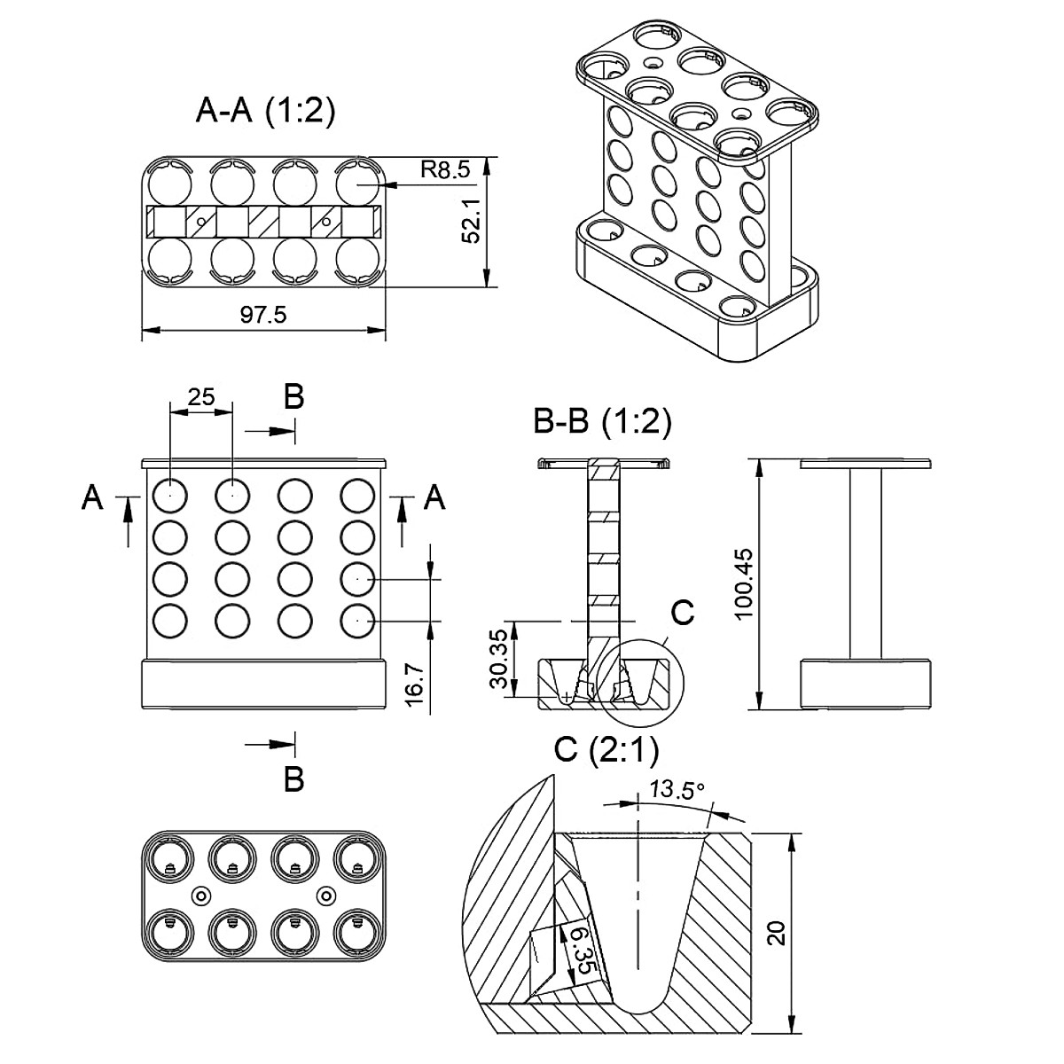 Magnetic Rack for 15 mL Tubes for DNA, RNA and Other biomolecules Purification