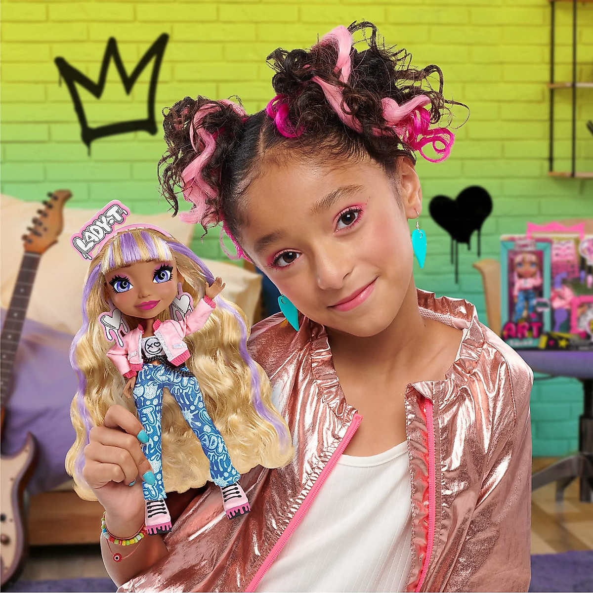 Just Play Art Squad Lady T 10-inch Doll & Accessories with DIY Craft Stencil Project, Kids Toys for Ages 3 Up