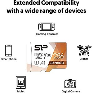 Silicon Power 2-Pack 256GB Micro SD Card U3 Nintendo-Switch Compatible, SDXC microsdxc High Speed MicroSD Memory Card with Adapter