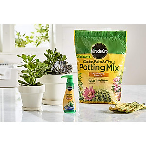 Miracle-Gro Cactus, Palm & Citrus Potting Mix and Plant Food - Bundle of Soil (8 qt.) and Liquid Plant Food (8 oz.) for Growing and Fertilizing Indoor Succulents