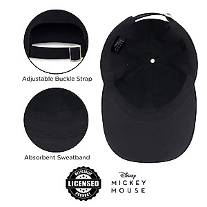 Disney Men's Baseball Cap, Mickey Mouse Adjustable Hat for Adult, Black, One Size