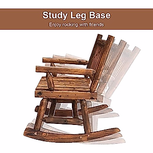 KINTNESS Outdoor Wood Double Rocking Chair - 2-Person Patio Rocker Bench for Balcony Yard Poolside