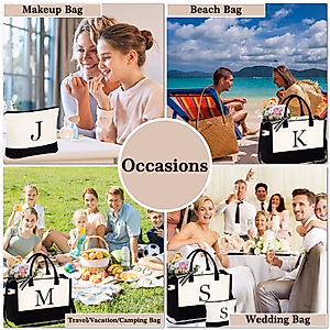 YOOLIFE Teacher Appreciation Gifts - Teacher Christmas Gifts, Retirement Gifts for Women, Teacher Bag, Teacher Gifts for Women, Thank You Gifts | Canvas Initial Tote Bag Letter T