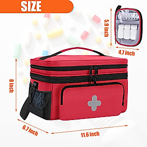 GDNasist Medicine Storage Bag, Pill Bottle Organizer for Emergency, Medicine Box Empty with Small Portable Pouch, First Aid Box for Travel and Home Storage