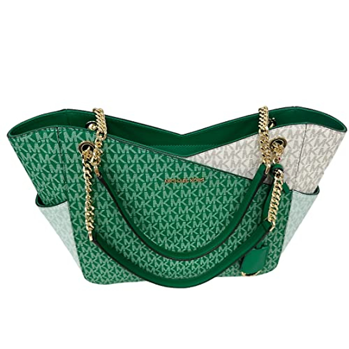 Michael Kors Jet Set Travel Large Chain Shoulder Tote (Palmetto Green Multi)