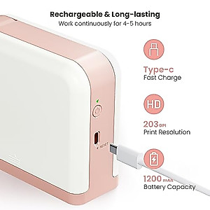 Vixic Label Maker - Pink Label Makers Machine with Tape P3200, Bluetooth Label Maker and Sticker Printer Portable for Home Office School Organization Small Business, Easy to Use,USB-C Rechargeable