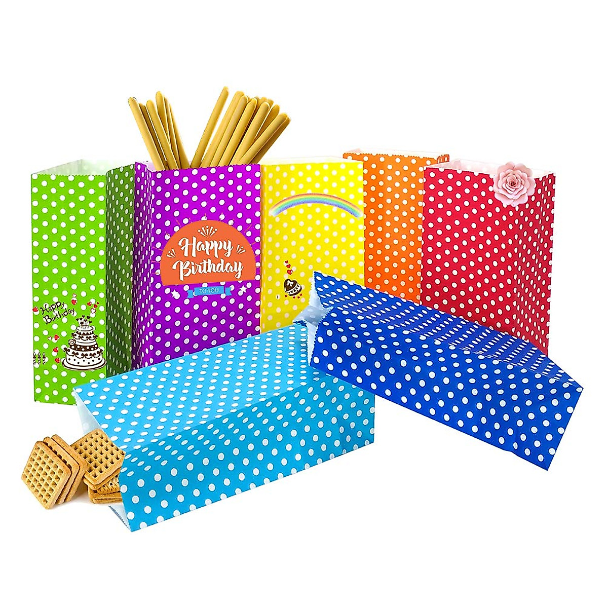 ADIDO EVA Red Striped Paper Bags Mini Party Goody Bags for Kids Birthday Party Supplies (50 CT 3.5×2.3×7 in)