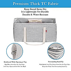 LHZK Standing Extra Large Utility Tote Bag with Metal Wire Frame and the Sides Rinforced, Large Collapsible Tote (Gray)