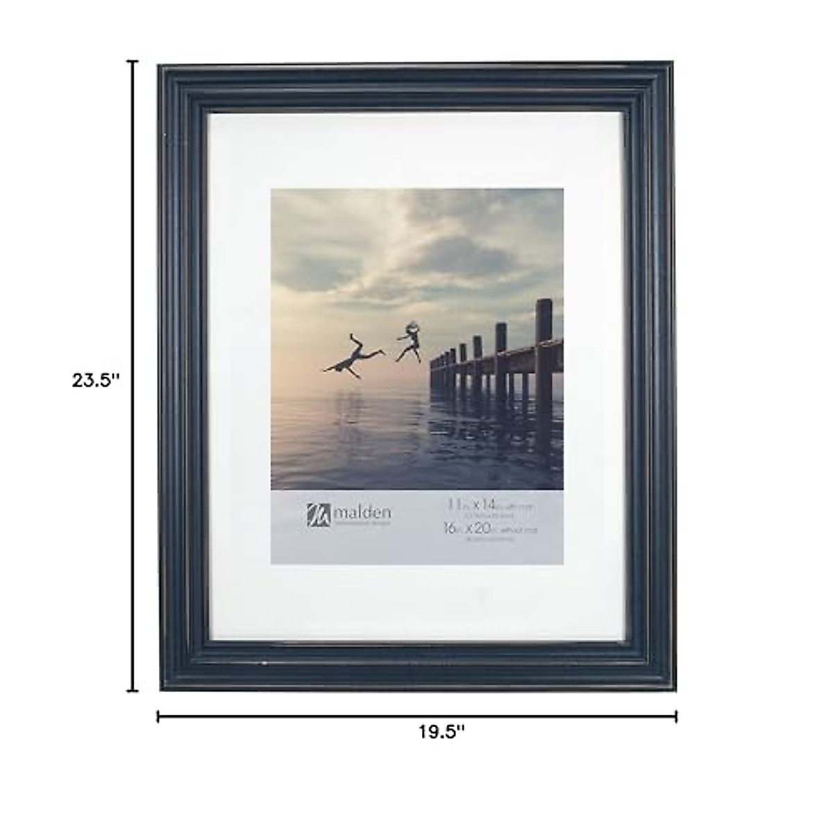 Malden International Designs 11x14 16x20 Rustic Blue Matted Picture Frame (2428-14)