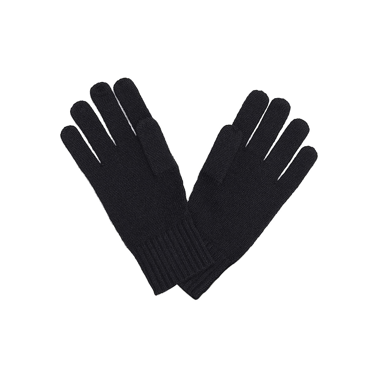 State Cashmere Jersey Knit Gloves with Ribbed Cuffs - Classic Design for Men & Women Made with 100% Pure Inner Mongolian Cashmere - Ultra Warm Winter Accessories - (Black, One Size)