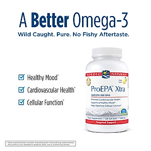 Nordic Naturals ProEPA Xtra, Lemon - 120 Soft Gels - 1640 mg Omega-3 - High-Intensity EPA Formula for Positive Mood, Heart Health & Cellular Function - Non-GMO - 60 Servings