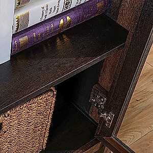 HOMCOM Rustic Kitchen Storage Cabinet, Accent Sideboard with Glass Doors Adjustable Shelves for Dining Living Room, Brown Wood Grain