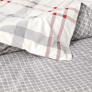 Eddie Bauer Home | Portage Bay Collection | 100% Cotton Soft & Cozy Premium Quality Plaid Comforter with Matching Shams, Twin, Grey