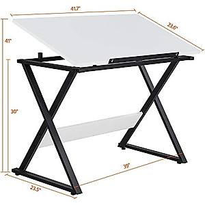 Yaheetech Drafting Table for Artists Art Desk Drawing Painting Studying Table w/Tilted Tabletop Art Craft Work Station for Adults Teens Home Office School Use