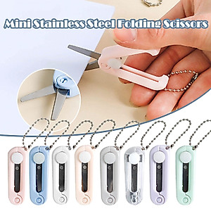 2Pcs Pink Folding Scissors Safe Portable Travel Scissors Foldable Telescopic Cutter Pocket Mini Scissor with Keychain for Cutting, Scrapbooking, Cutting Tools, Crafting, Sewing Office Cutting Tools