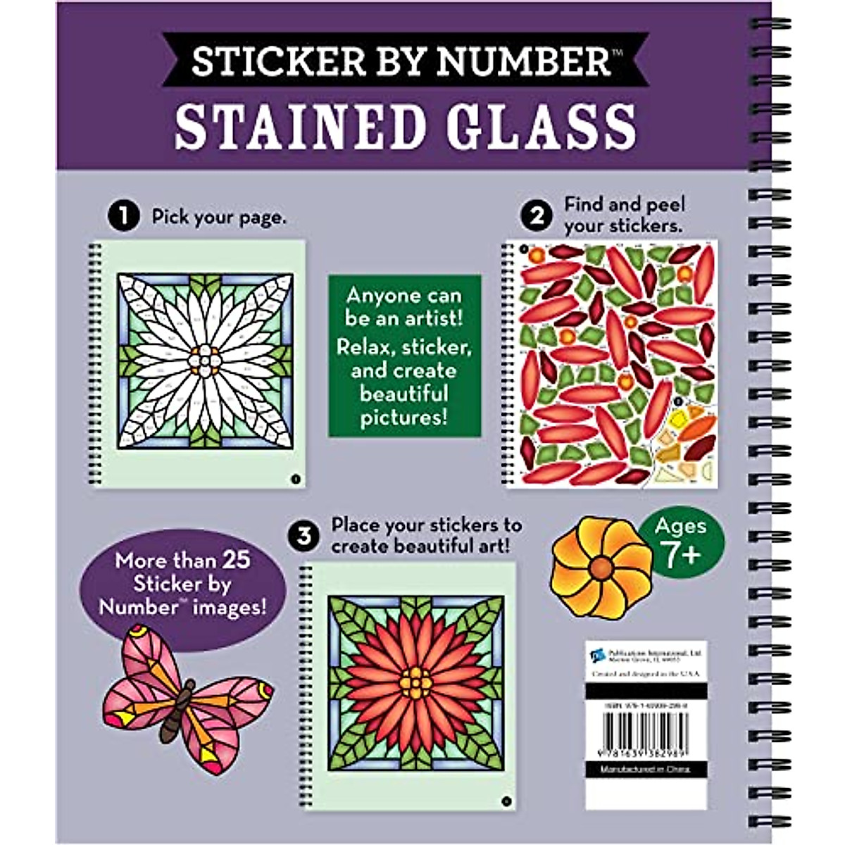 Brain Games - Sticker by Number: Stained Glass (28 Images to Sticker)