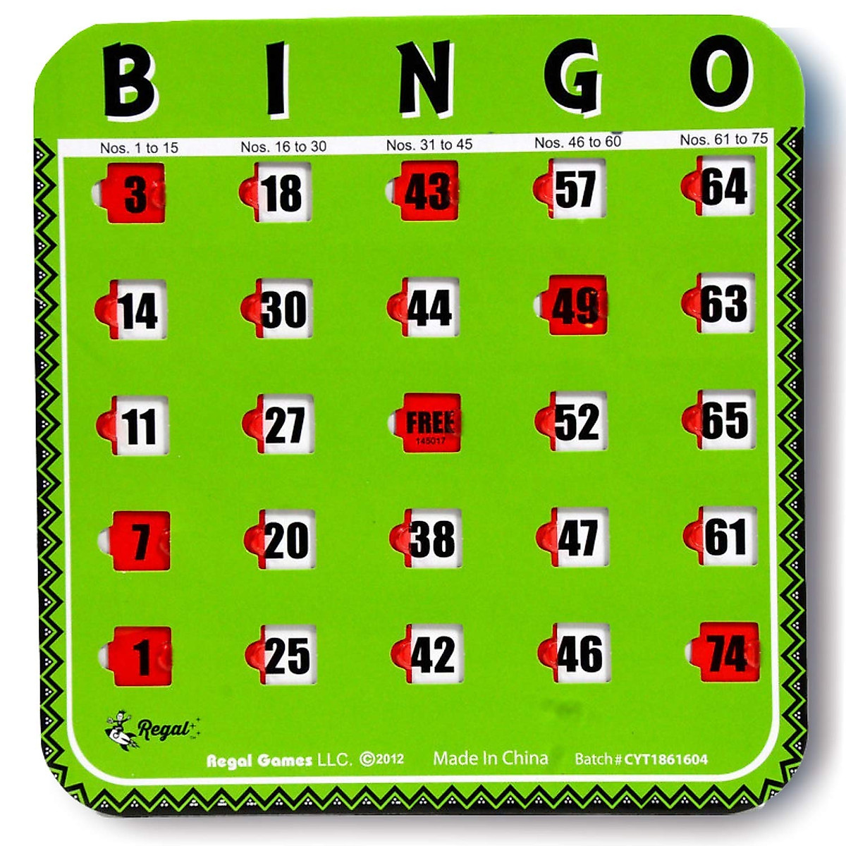Regal Bingo Bulk Bingo Cards with Sliding Windows - Reusable Large Print Bingo Game Cards for Adults Large Group - 8 Pack, Green