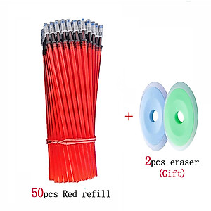 50pcs/lot Erasable Gel Pen Refills 0.5mm Blue Black Red Ink Office School Erasable Pen Washable Handle Colored Erasable Ink Pens Writing Stationery (Red)