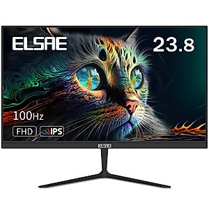 ELSAE 24 inch 1080P Full HD Computer Monitor, Frameless IPS Monitor, Type-C x1, HDMI 2.0 x1, FreeSync, 106% sRGB, VESA Mountable, Tilt, Low Blue Light Eye Care Monitor for Gaming, Home Office Working