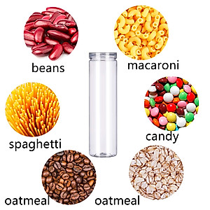 FEOOWV Set of 3Pcs Clear Plastic Food Storage Jar with Lid, Round Transparent Skinny Storage Container for Spaghetti, Pasta and Dry goods(2.1" Diameter x 11.8" Height)