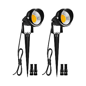 ZUCKEO 5W Low Voltage Landscape Lights LED Landscape Lighting with Connector Outdoor Spotlights 12V 24V Waterproof Warm White Light for Garden Pathway Wall Tree Flood (2Pack with Connectors)