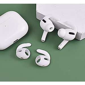 ALXCD Earhook Ear Tips Replacement for Air Pods Pro, 1 Pair Over-Ear Soft Silicon Ear Hook & 2 Pairs in-Ear Silicone Ear Tips in 1 Set [Anti Lost] [Anti Slip], Fit for Air Pods Pro (1C+2S) White