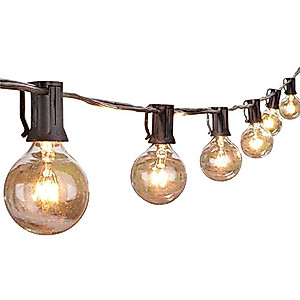 Outdoor String Lights 25 Feet G40 Globe Patio Lights with 27 Edison Glass Bulbs(2 Spare), Waterproof Connectable Hanging Light for Backyard Porch Balcony Party Decor, E12 Socket Base,Black