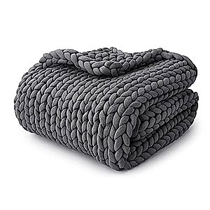 SILKOKOON Knitted Weighted Blanket, Cool Coarse Knitted Weighted Blanket, Handmade Even Weight Without Beads, Perfect Home Decor for Sofa Bedroom (48 * 72, 15lbs)
