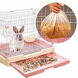 PFTIJVN 100 Pcs Disposable Rabbit Cage Liners,Guinea Pig Cage Liner Bag Leak Proof Clear Plastic Small Animals Cage Liners Bedding Litter Pan Bags for Bunny Hamster Hedgehog