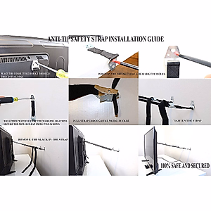 TV and Furniture Anti Tip Straps,Metal Heavy Duty TV Straps Child Safety,Adjustable Safety Furniture Wall Anchors for Baby Proofing Flat Screen TV,Dresser,Bookcase,Cabinets,No Plastic Parts,Pack of 2
