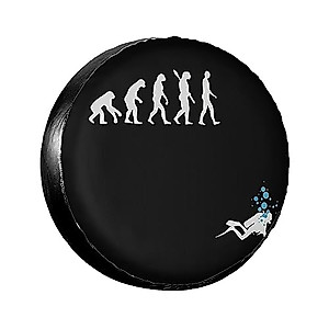 Evolution of Man Funny Scuba Divi Tire Cover Spare Tire Type Cover Wheel Protectors Weatherproof Vinyl Leather Fit Truck, Trailer Rv, SUV 17 Inch