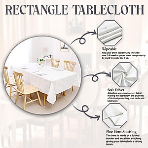 Majestic Giftware Velvet Tablecloths for Rectangle Tables | (70/160) - TC1409 Silver Infinity Print Hem Stitch Dining Table Cover | Decorative Washable Rectangle Tablecloth for Kitchen, Dinning, Party
