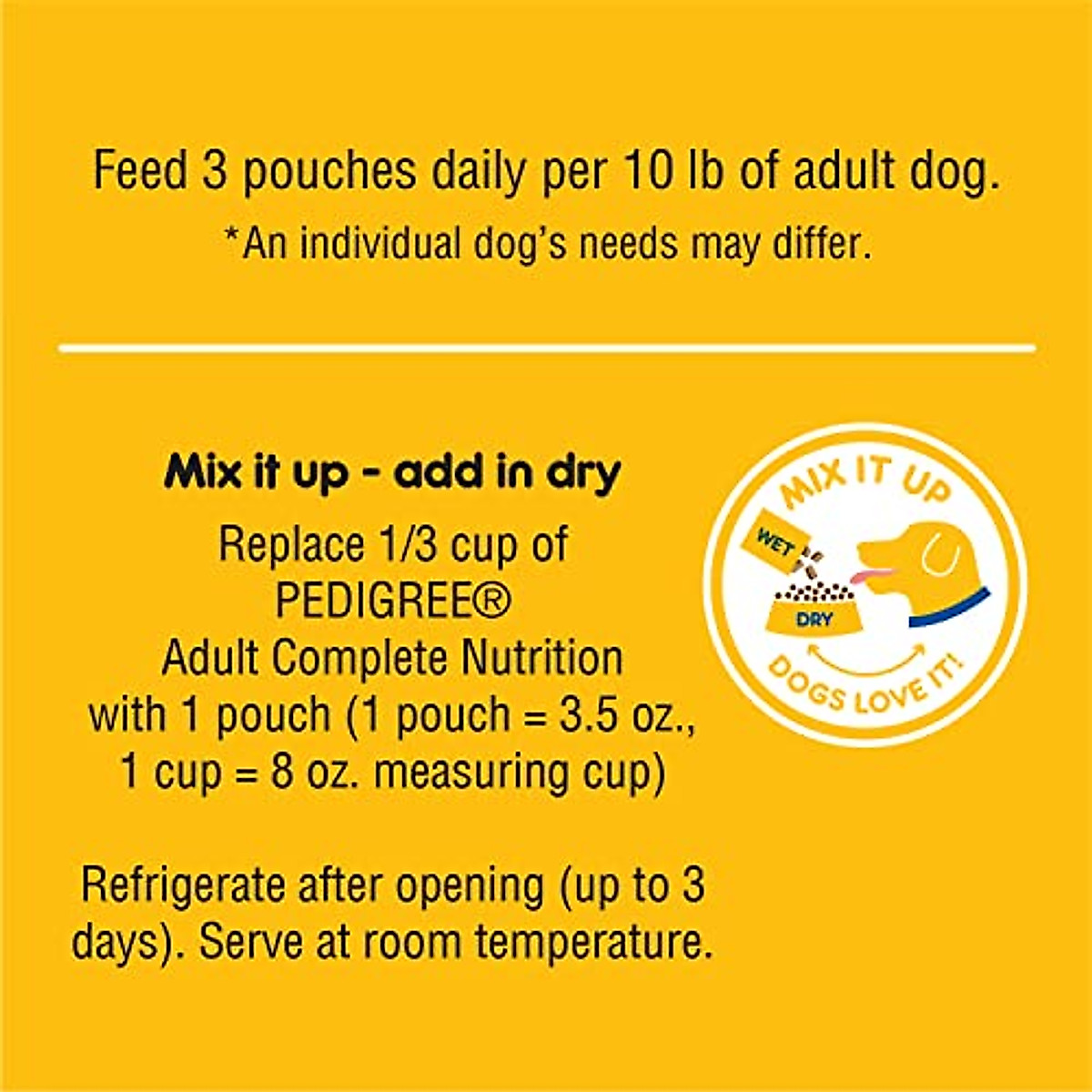 Pedigree High Protein Wet Dog Food Pouches, Beef and Pork Tenderloin Flavor Cuts in Gravy, 3.5 oz. Pouches, 16 Count