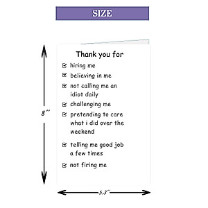 XXDJLP Cute Thank You Card for Boss Coworker, Happy Boss’s Day Card from Employee Staff, Funny Boss Day Card for Boss Leader, Bosses Day Gift for Men Women, Perfect Boss Day Card for Boss,