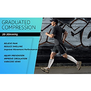 EVOPLECI 20-30mmHg Black Calf Compression Sleeve Men and Women Wide Calf Sleeve Brace Compression Socks for Leg Support Shin Splint Pain Relief (White, Small)