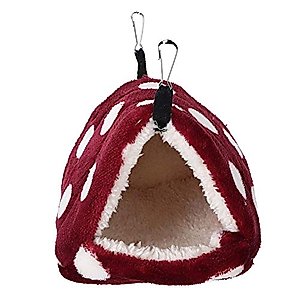 Jarchii With Hook Hanging Bed Small Pet Hammock, Keep Warm Hamster Hammock, Sugar Gliders For Hamsters(Burgundy Big Dot, S)