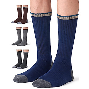 CS CELERSPORT 3 Pack Men's Merino Wool Hiking Socks Crew Socks with Full Cushion Warm Winter Socks Thermal Boot Socks, Black, Shoe Size 12-14