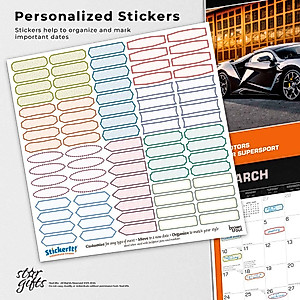 Amazing Supercars | 2024 12 x 24 Inch Monthly Square Wall Calendar | Sticker Sheet | StarGifts | Automobiles Luxury Prestige Hypercars
