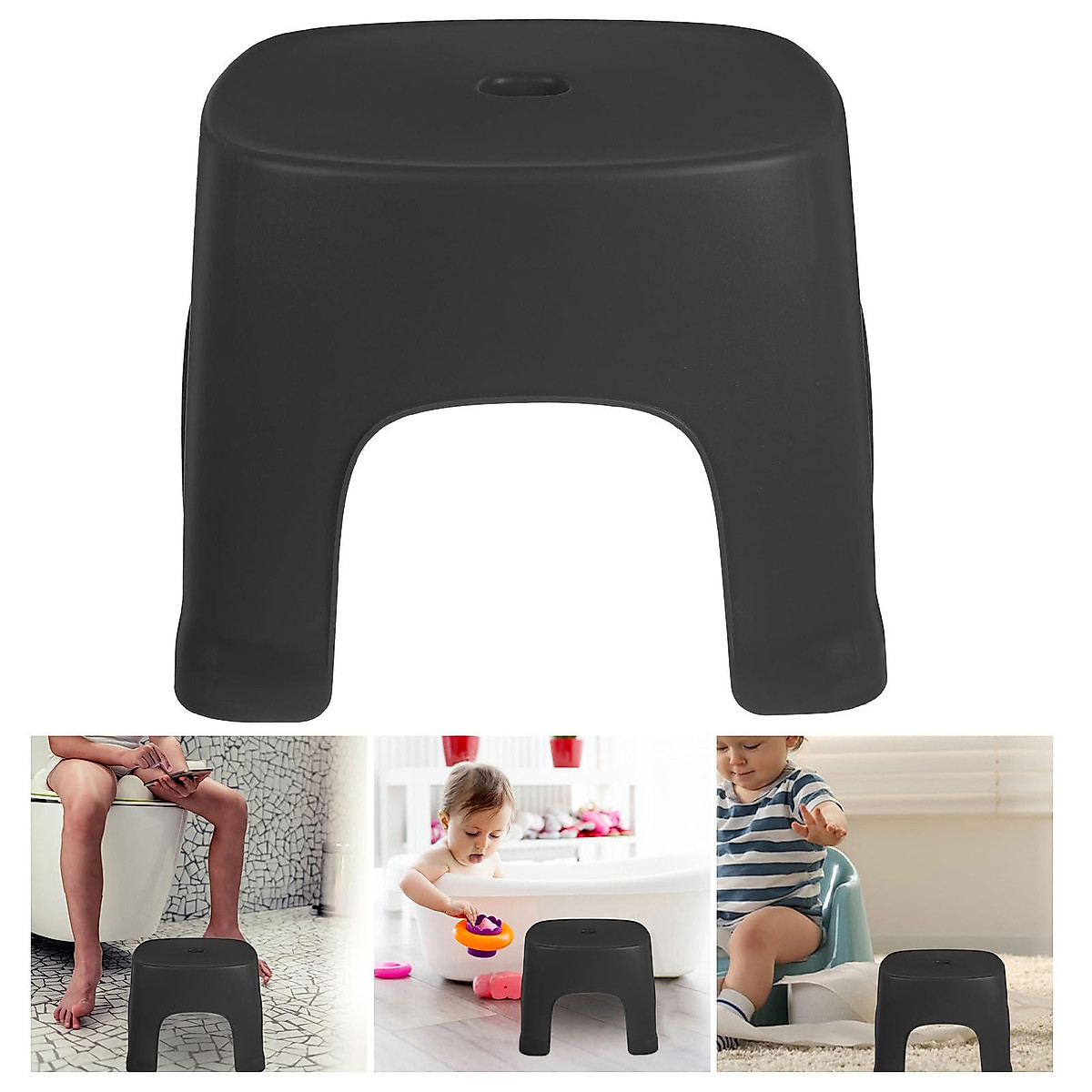 STOBAZA Step Stool for Kids Plastic Step Ladder Compact Foot Stool Foldable Step Riser for Adults Kitchen Bathroom Living Room Black - 8.06X7.66X6.29in