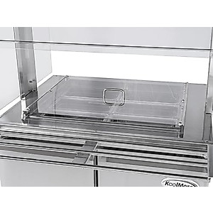 KoolMore 36 in. Commercial Refrigerated Prep Station with Sneeze Guard and Buffet Slide, 6 Pans with Covers and Two Adjustable Shelves in Stainless-Steel, ETL Listed (KM-RBT-36CSFG)