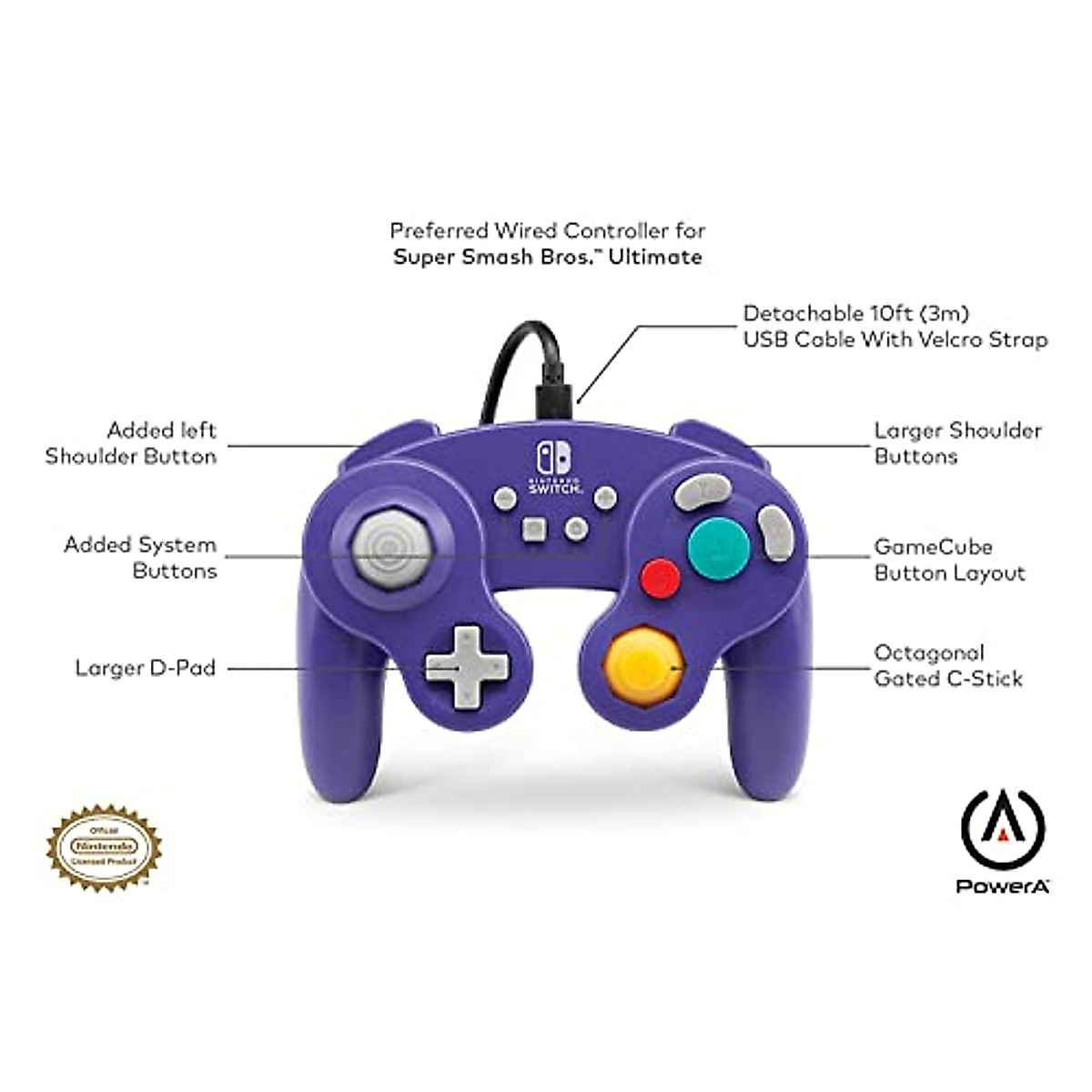 PowerA Wired Controller for Nintendo Switch GameCube Style: Purple Nintendo Switch