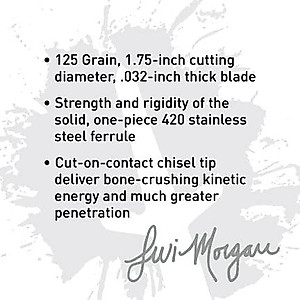 Swhacker Levi Morgan Series 2-Blade All Steel Broadhead 1.75" 125 Grain Pack.