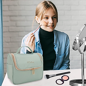 CCidea Cosmetic Bag Makeup Bag for Women Hand-PortableTravel Large Toiletry Bag Organizer (Green)