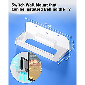 ZAONOOL Wall Mount for Nintendo Switch and Switch OLED, Metal Wall Mount Kit Shelf Stand Accessories with 5 Game Card Holders and 4 Joy Con Hanger, Safely Store Switch Console Near or Behind TV, White