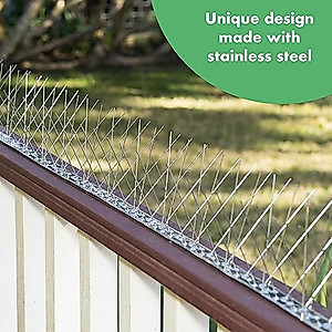 Bird Blinder Steel Bird Spikes for Pigeons and Other Small Birds - 4 inch Wide Pre-Assembled Bird Deterrent No Plastic - 10 Strips, 11 ft Coverage