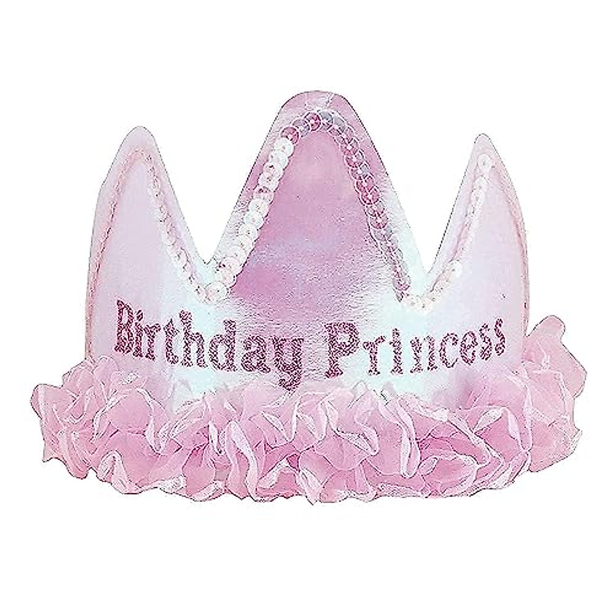 Unique Industries Pink Birthday Princess Ruffles Tiara, One Size