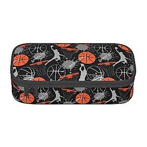 Basketball Fun Sport Ball Pencil Case Big Capacity Storage Pencil Pouch Stationery Bags With Zipper Portable Pen Holder Box Organizer For Boys Girls Teens Student College School Office Supplies