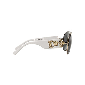 Versace Women's 0VE2150Q 1341/87 Medusa Aviator Sunglasses, White/Grey